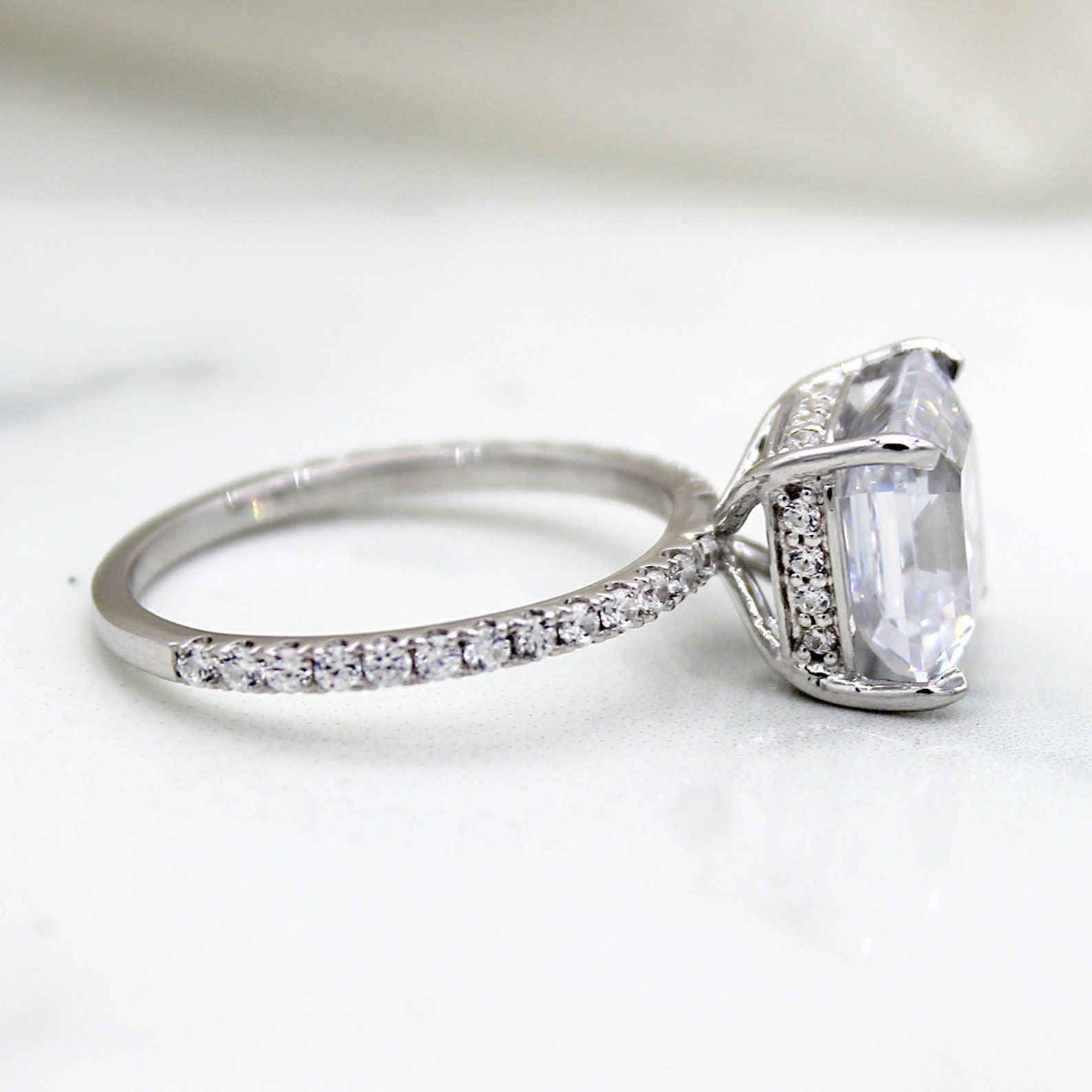 5 CT Asscher Cut Solitaire Engagement Ring Wedding Diamond - Etsy