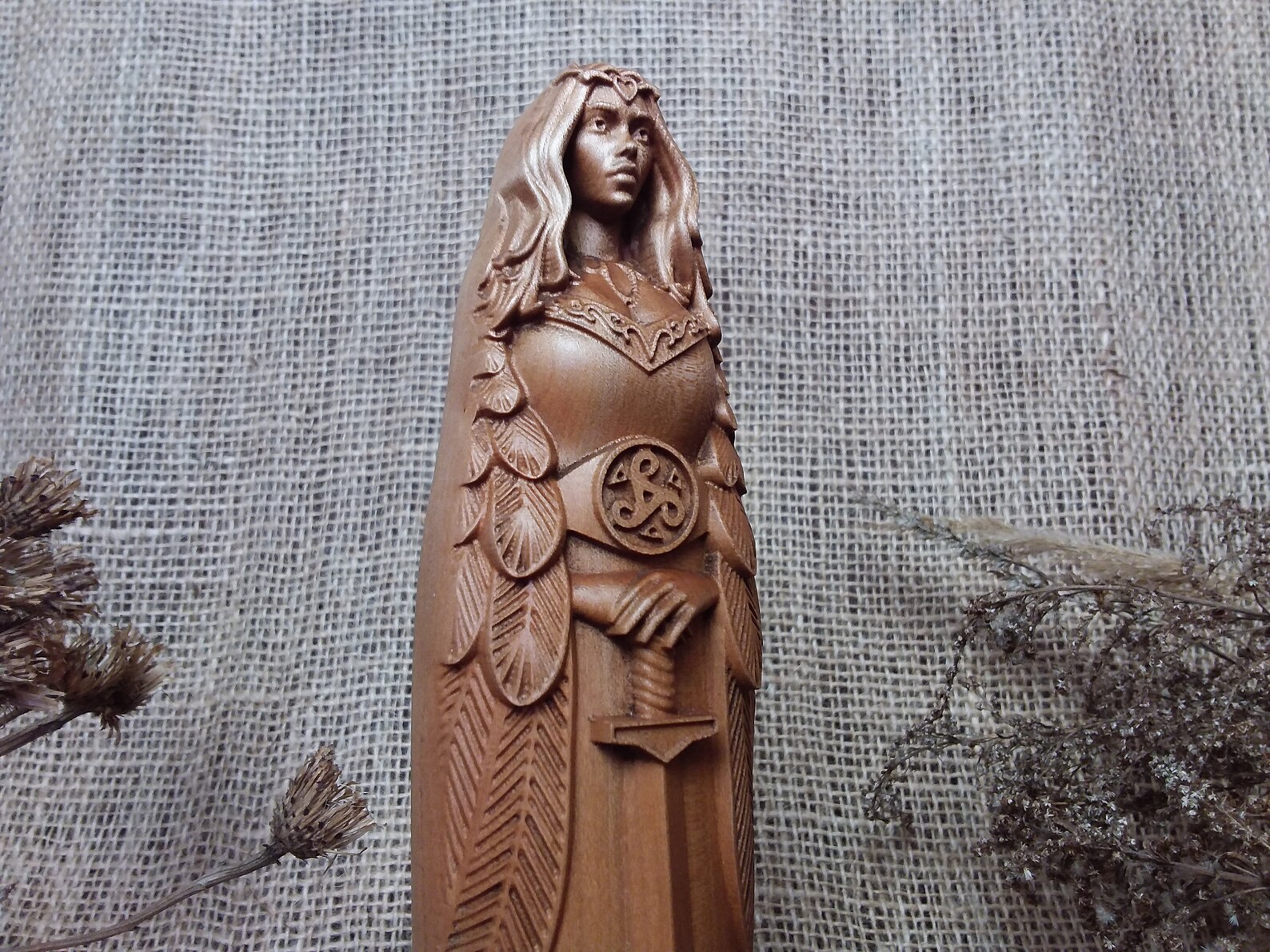 Freya statue wooden Freja figurine Frejya Norse Goddess | Etsy