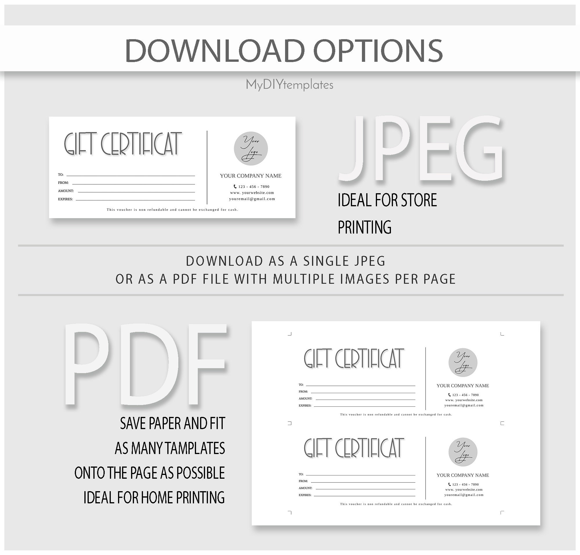 Minimal Gift Certificate Template, Editable Gift Voucher, Printable ...