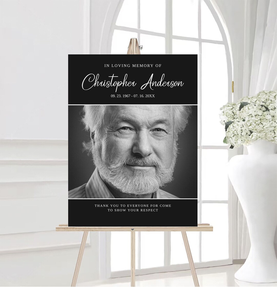 Funeral Welcome Sign Template, Celebration of Life, Simple Black and ...