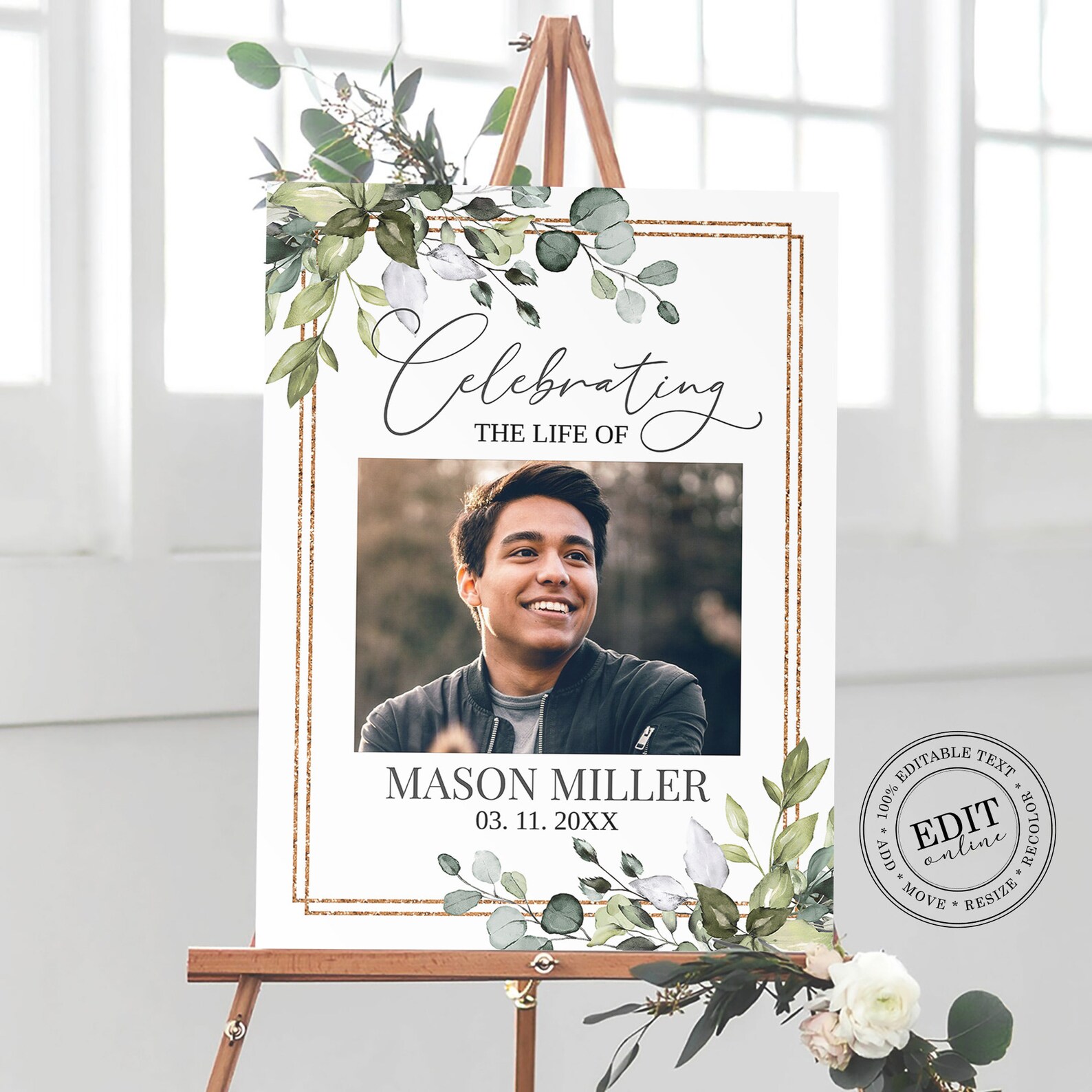 Editable Funeral Welcome Sign Template, Memorial DIY Sign, Celebration ...