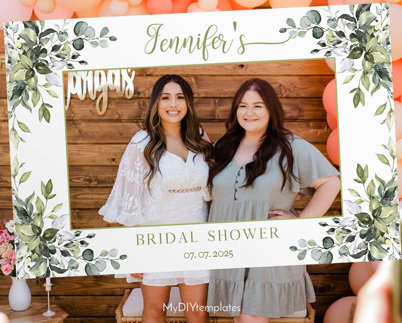 Bridal Shower Photo Prop Frame, Greenery Wedding, Hen Party Photo Booth ...