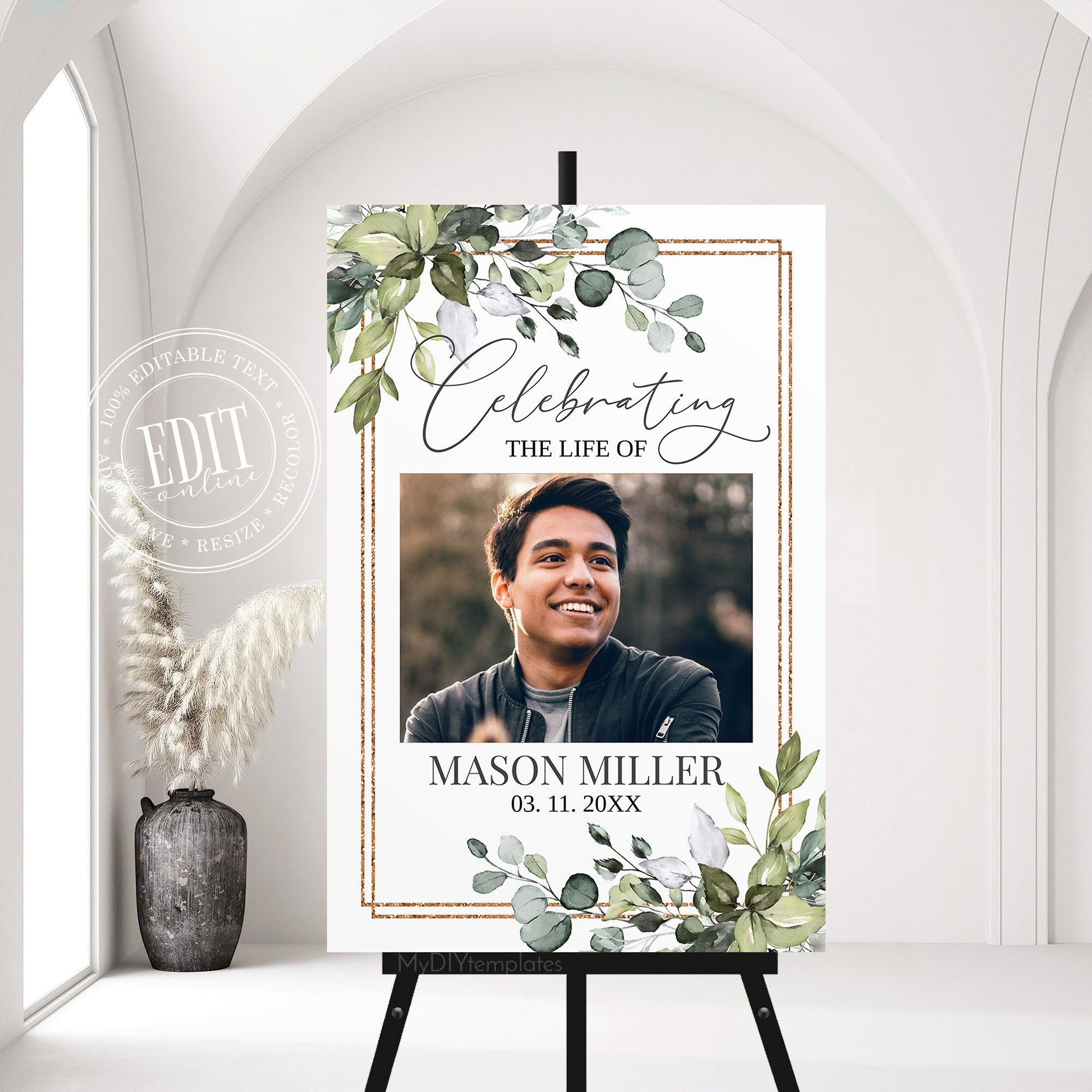 Editable Funeral Welcome Sign Template, Memorial DIY Sign, Celebration ...