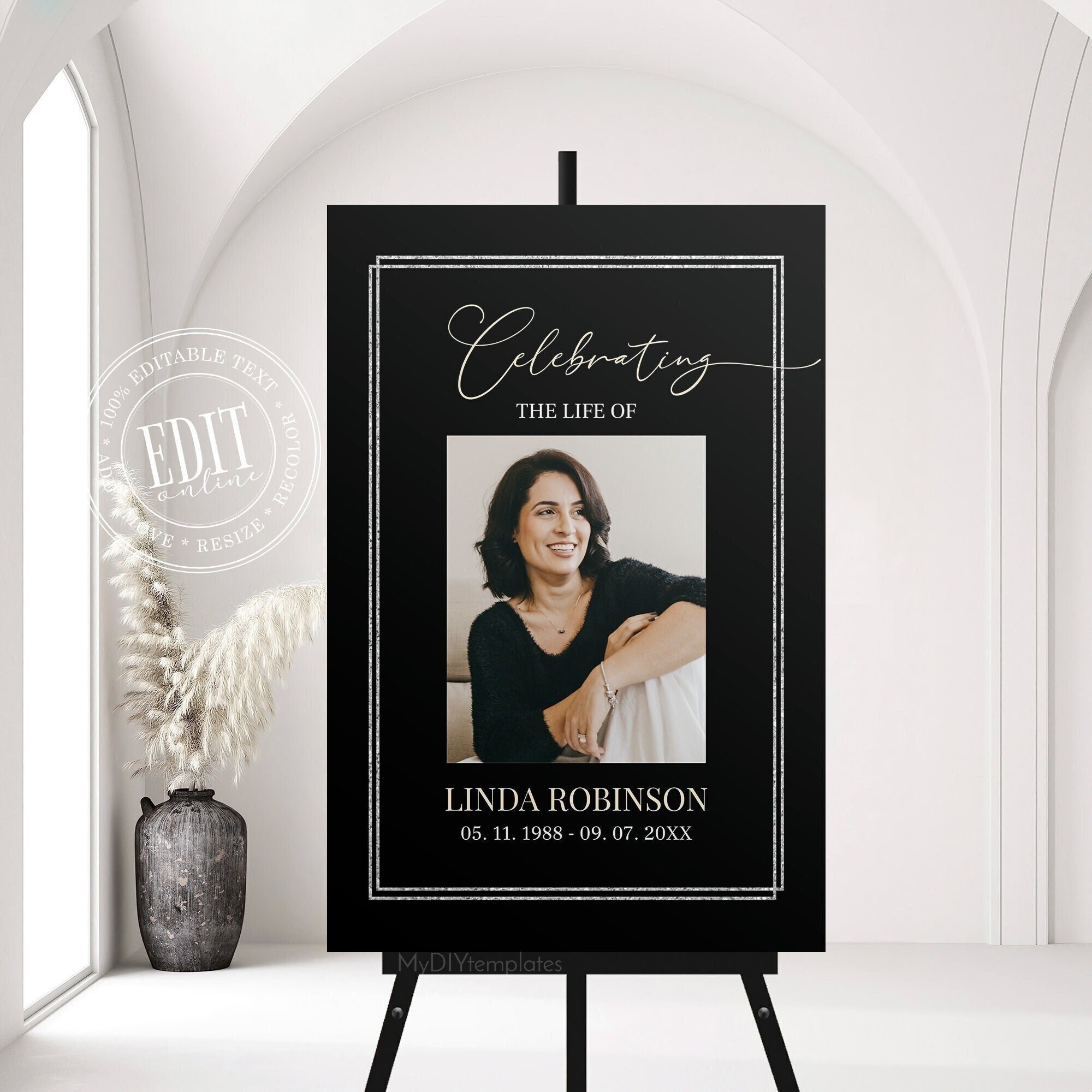 Black and Gold Funeral Welcome Sign Template, Celebration of Life ...