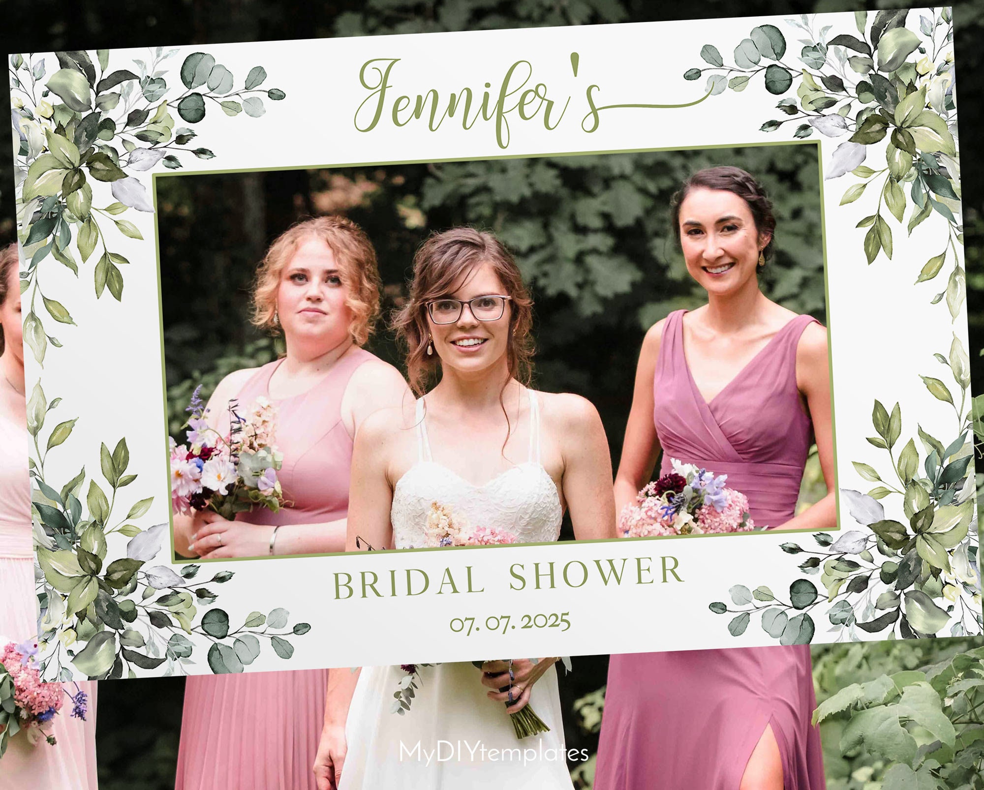 Bridal Shower Photo Prop Frame, Greenery Wedding, Hen Party Photo Booth ...