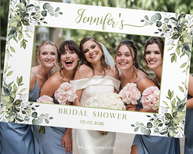 Bridal Shower Photo Prop Frame, Greenery Wedding, Hen Party Photo Booth ...