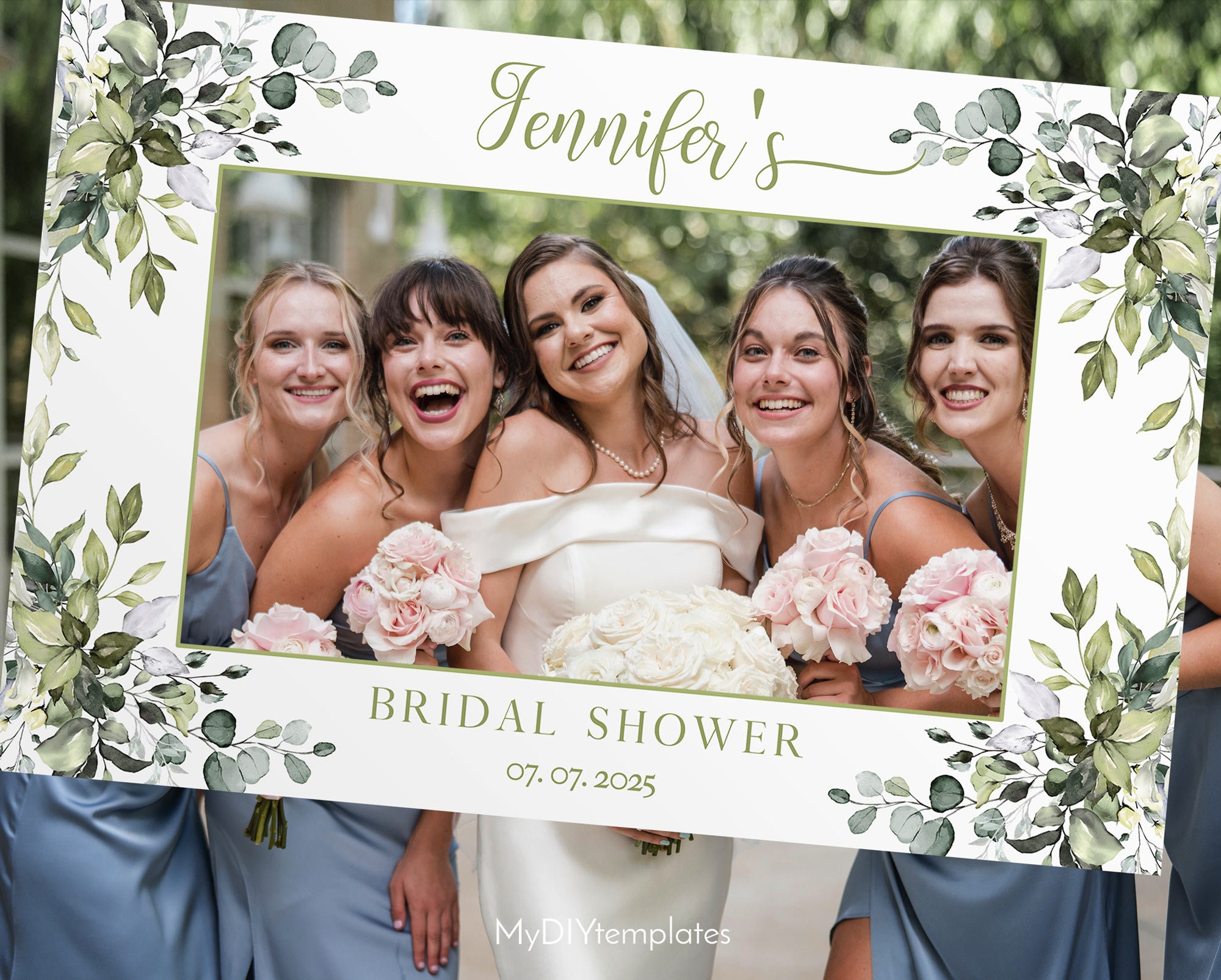 Bridal Shower Photo Prop Frame, Greenery Wedding, Hen Party Photo Booth ...