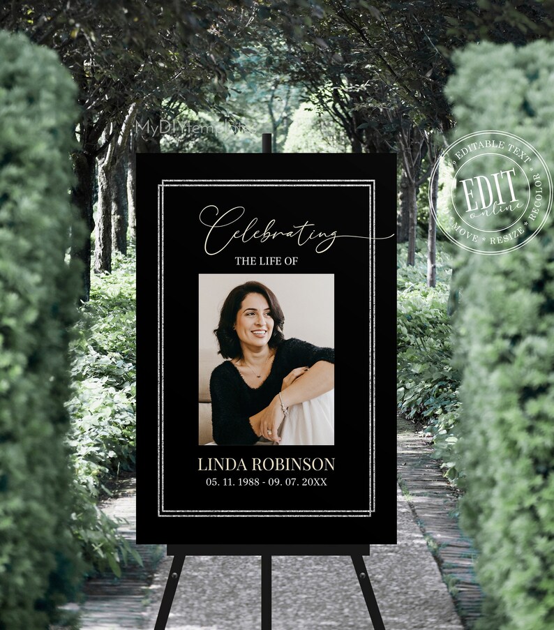 Black and Gold Funeral Welcome Sign Template, Celebration of Life ...
