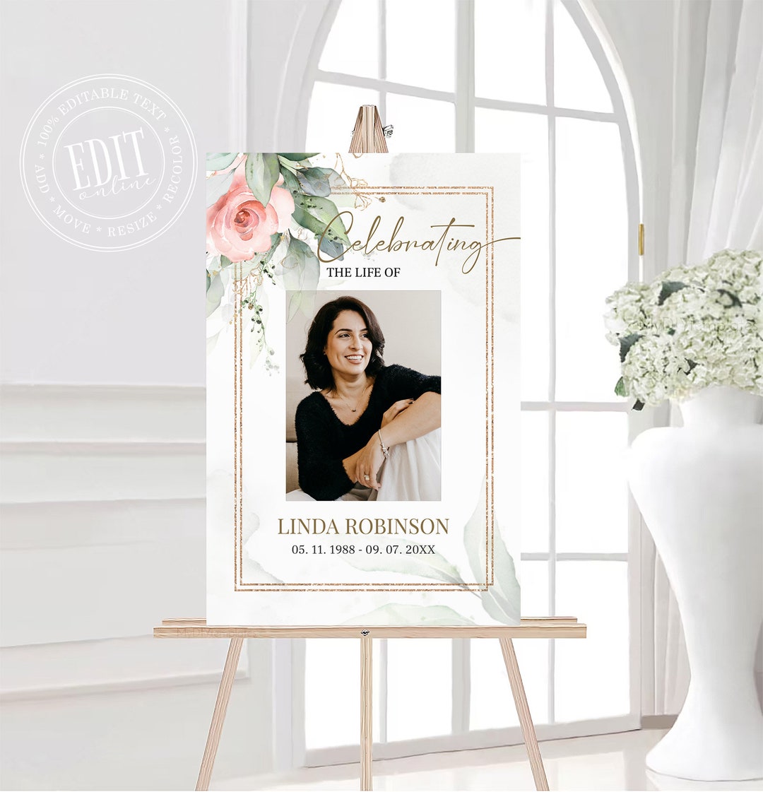 Funeral Welcome Sign Template, Celebration of Life Poster, Memorial ...