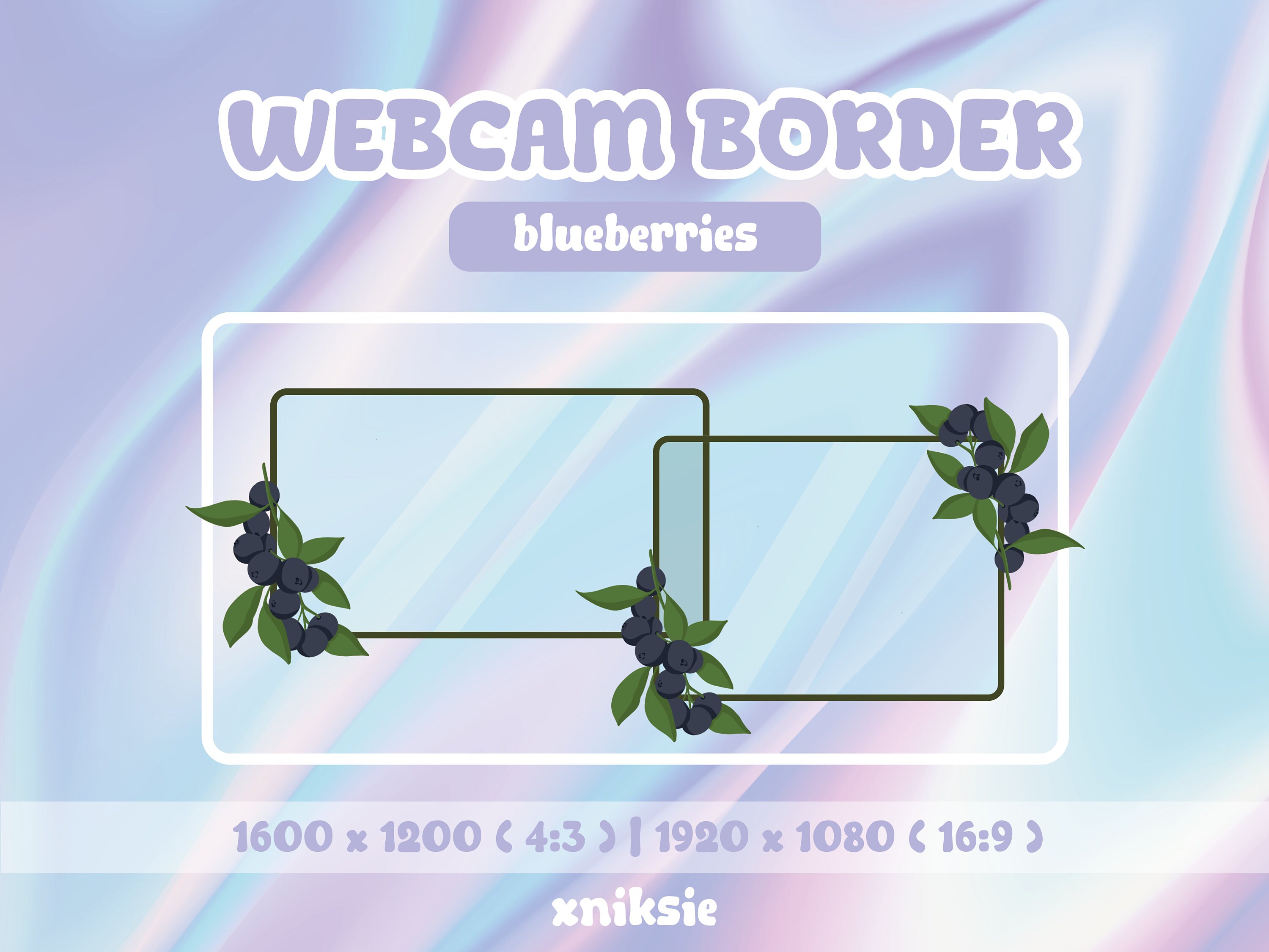 Blueberry Stream Webcam Border, Game Capture Frame, Twitch Fruit Theme ...