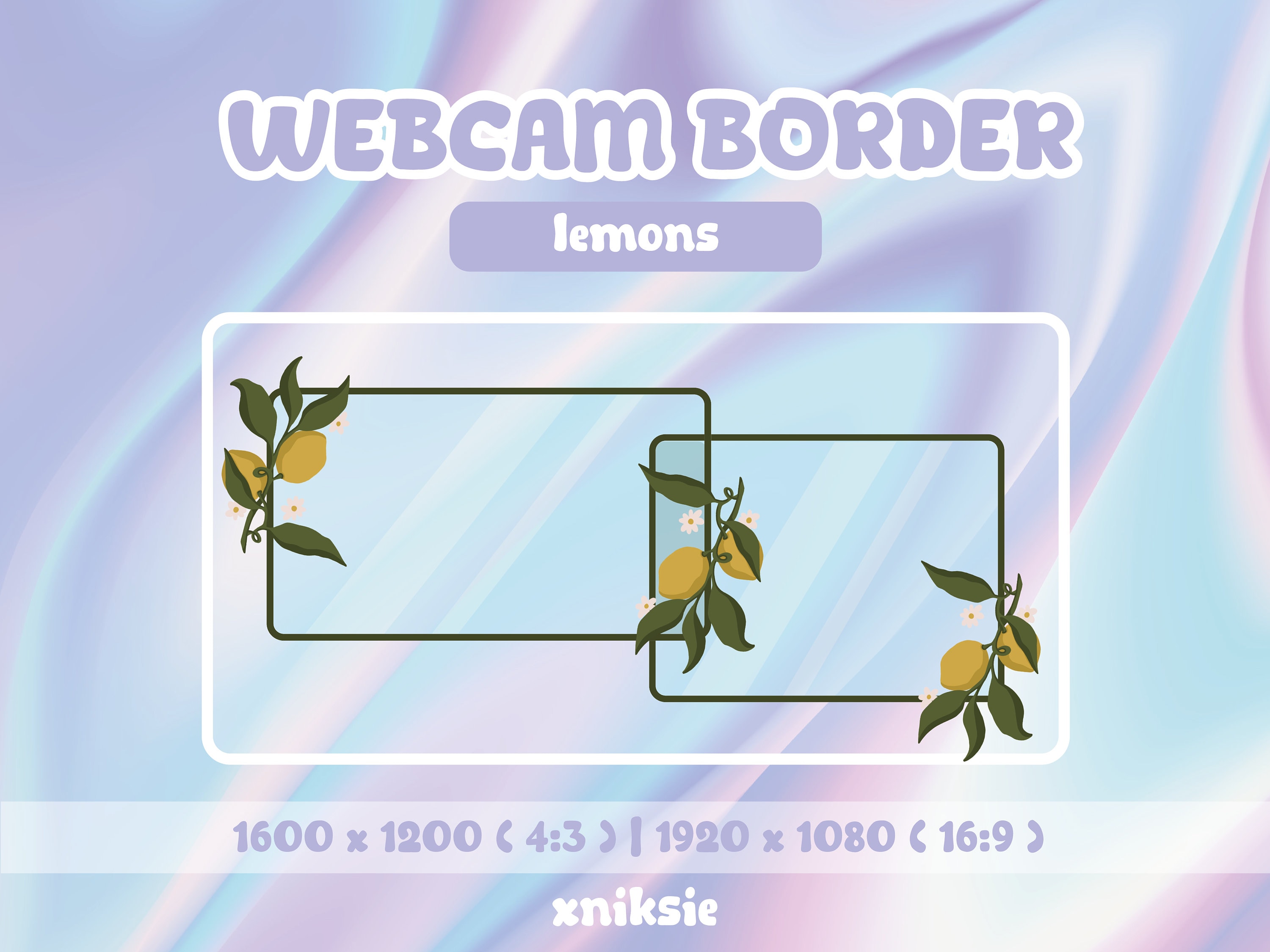 Lemon Stream Webcam Border, Game Capture Frame, Twitch Fruit Theme ...