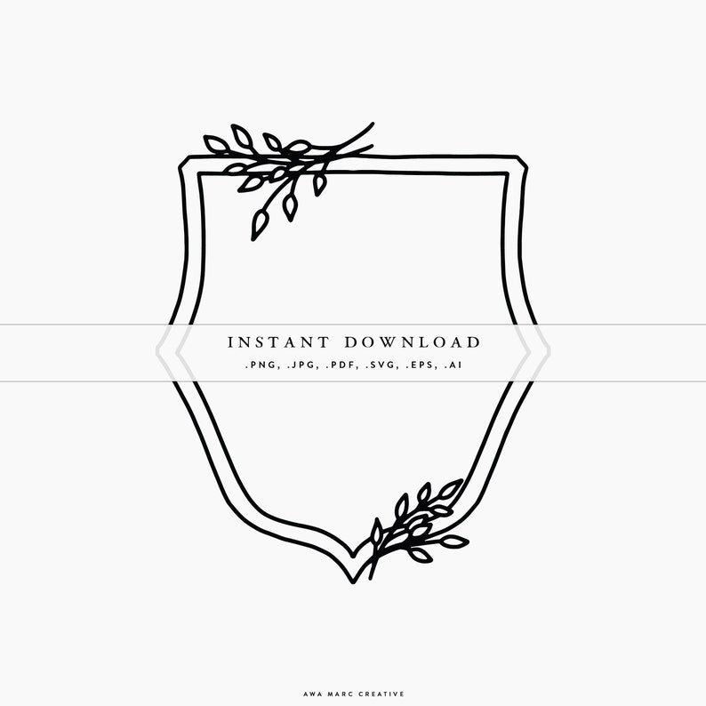 Floral Crest SVG Vector, Simple Leaf Clipart, Leaves Crest Illustration ...