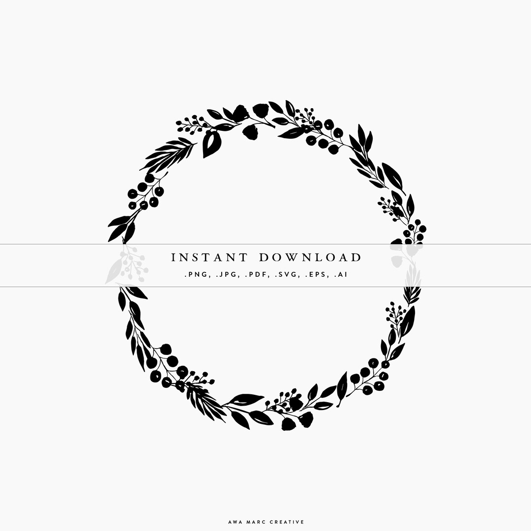 Elegant Wreath, Wedding Wreath SVG, Wedding Monogram Wreath, Floral ...