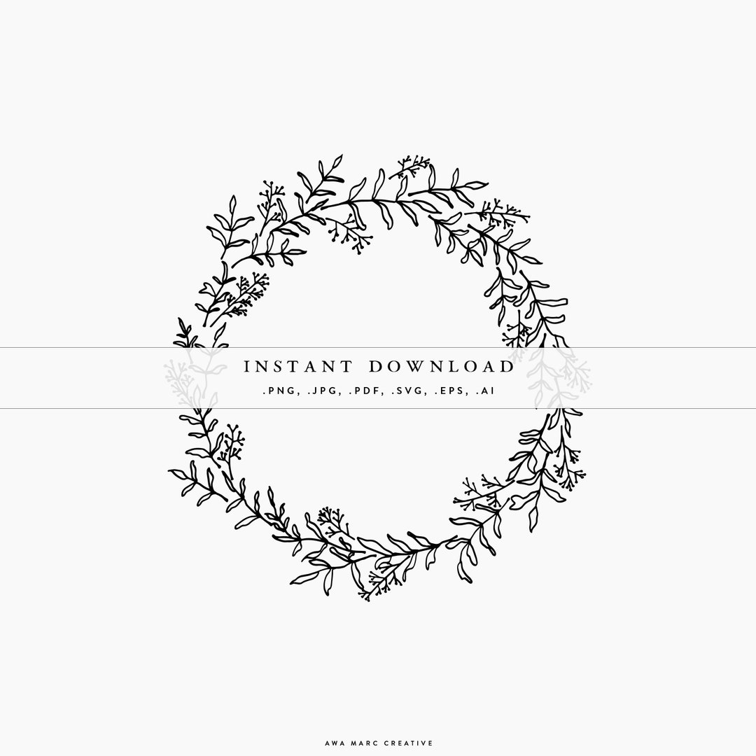 SVG Wreath, Vector Leaves, Digital Wreath, Wreath Illustration, Cricut ...
