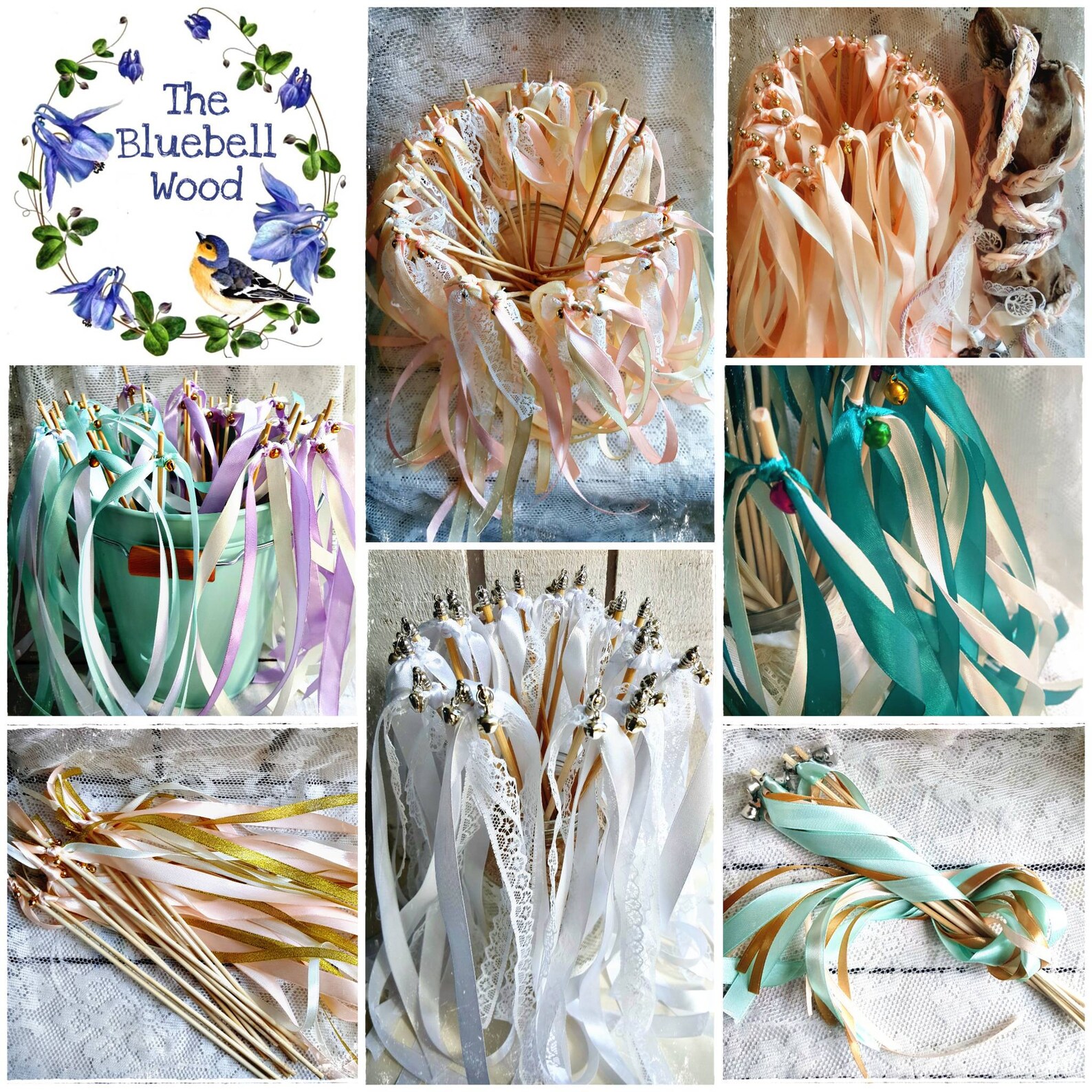 Wedding Wands / Wedding Bells / Wedding Ribbon Wands / White / | Etsy