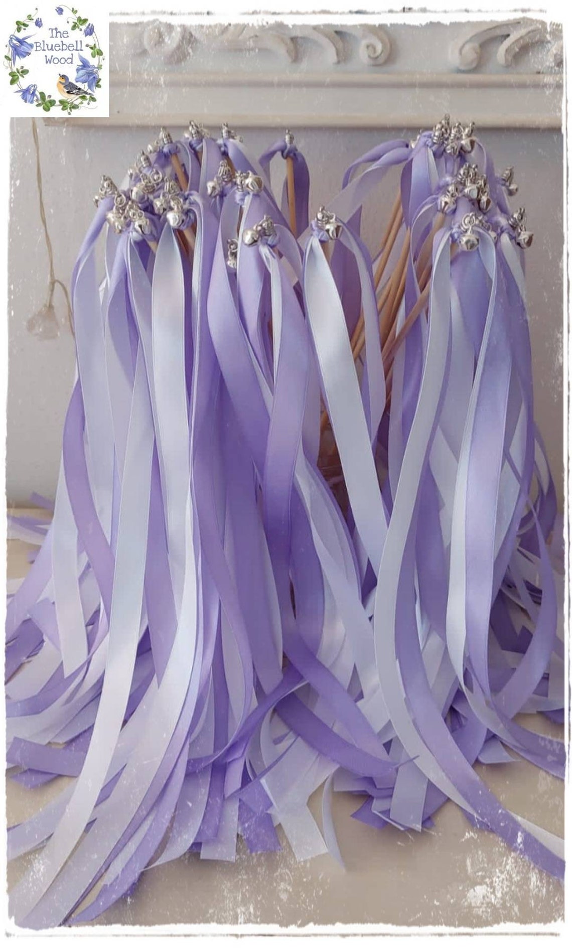 Wedding Wands / Wedding Ribbon Wands / Wedding Bell /lavander - Etsy