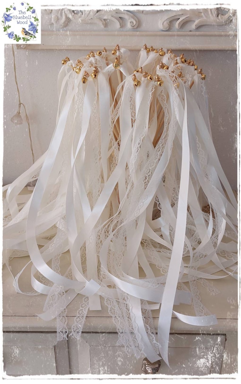 Wedding Wands / Wedding Ribbon Wands / Wedding Bells / Wedding - Etsy