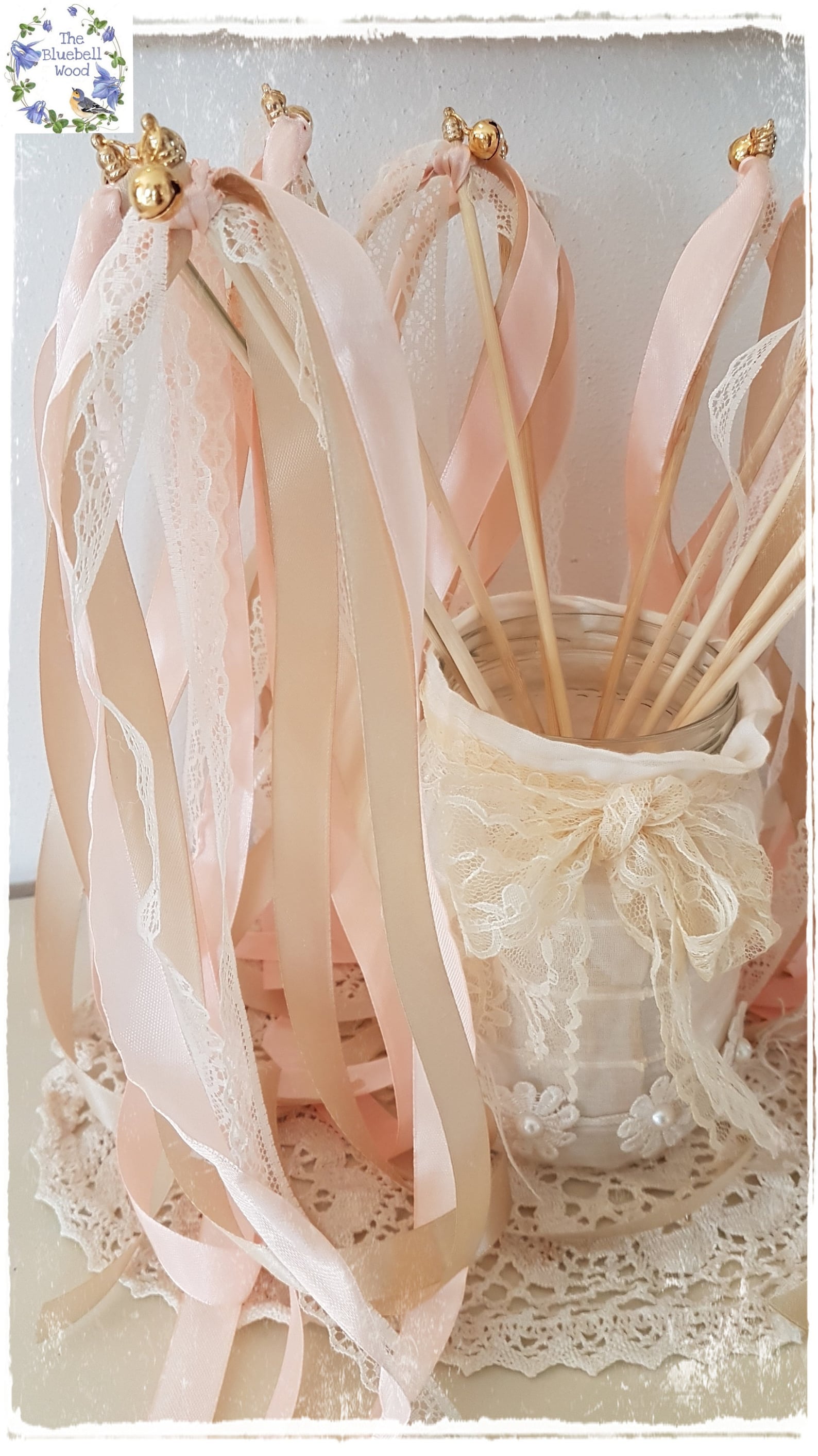 Wedding Wands / wedding ribbon wands / wedding bell/ pink / | Etsy