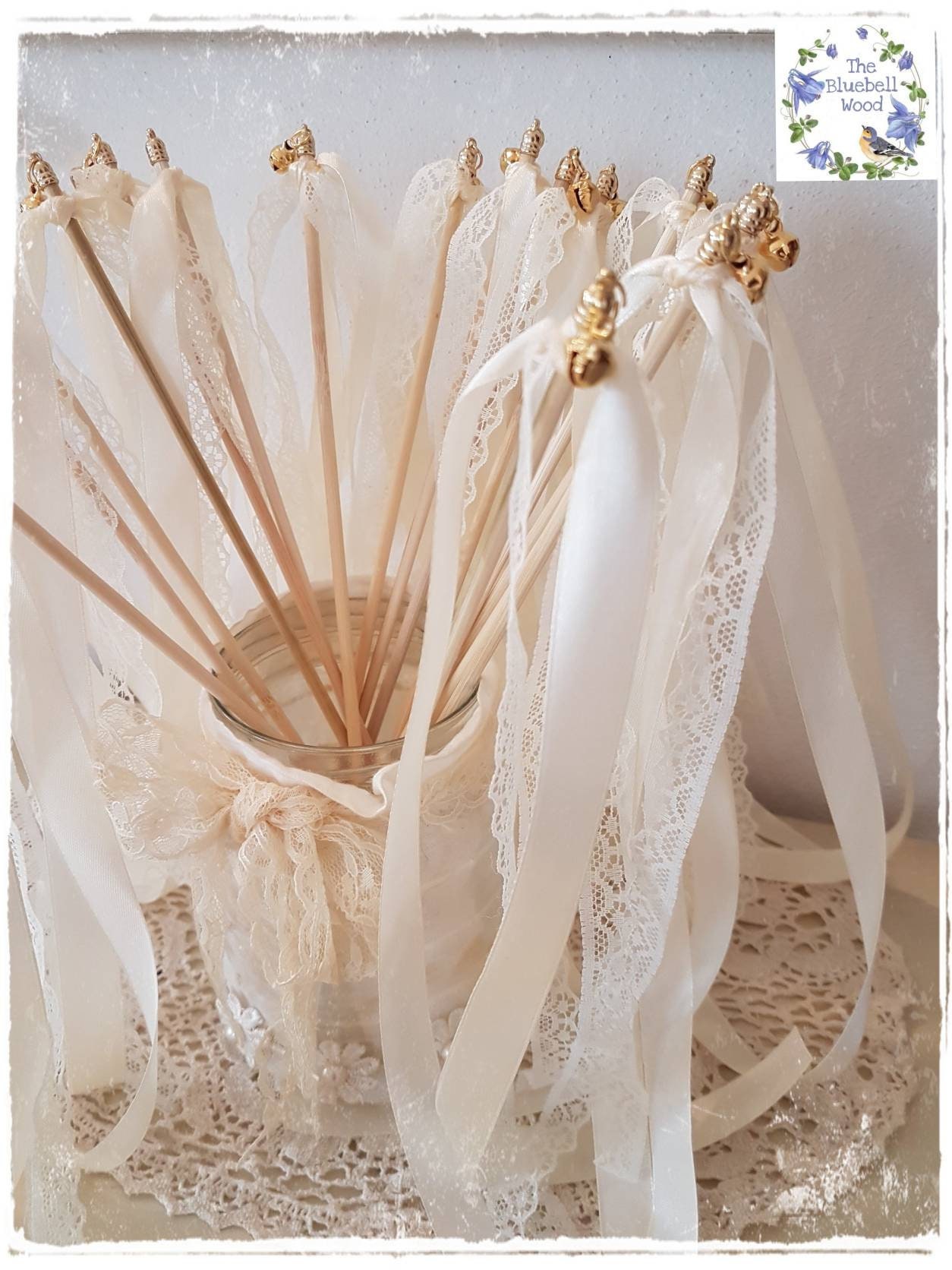 Wedding wands / Wedding ribbon wands / Wedding Bells / Wedding | Etsy