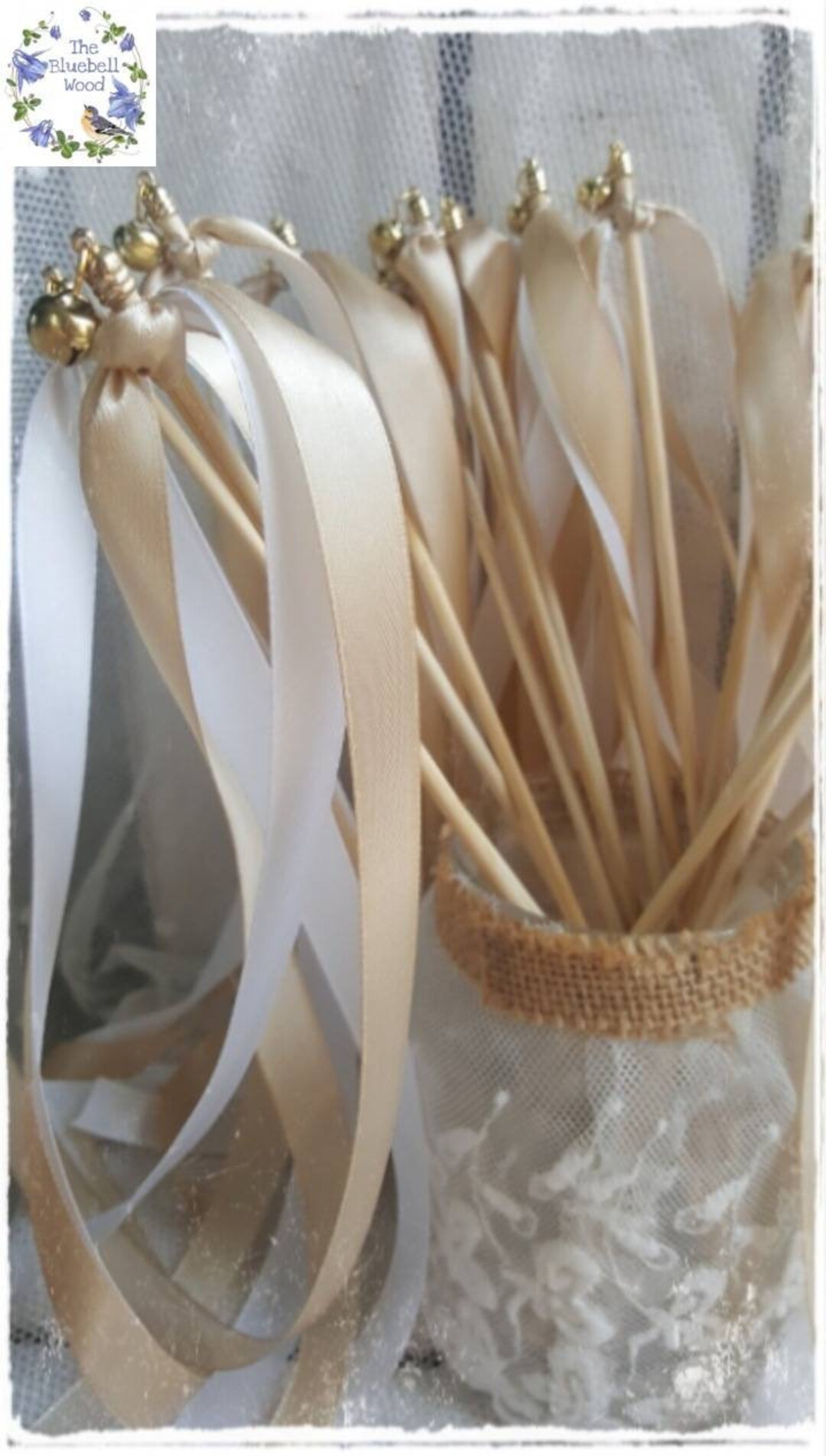 Wedding Wands / Wedding Bells / Wedding Ribbon Wands / Light Brown/ - Etsy