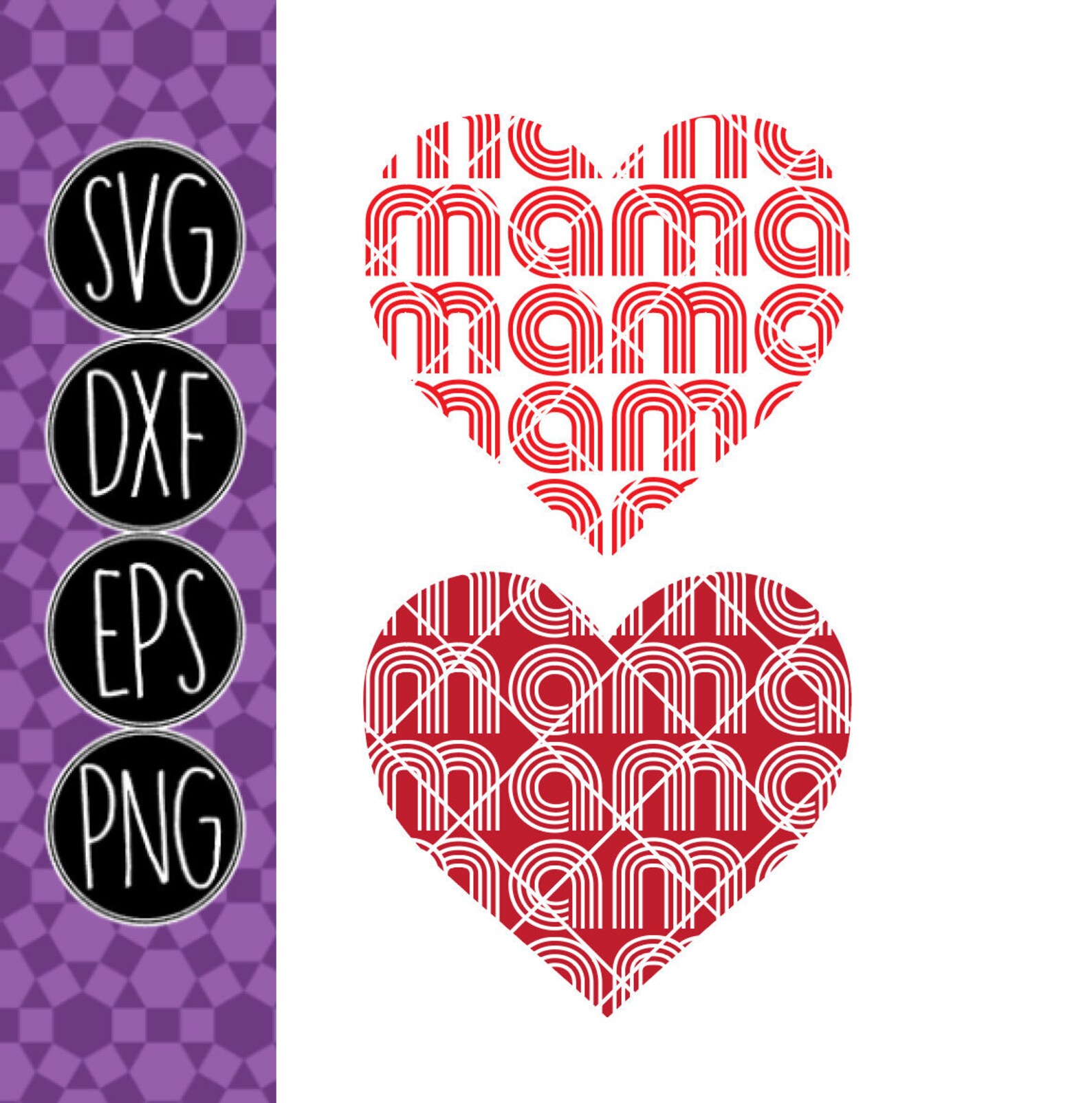 Mama Retro Heart SVG – Outline & Solid Cut File (digital Download) - Etsy