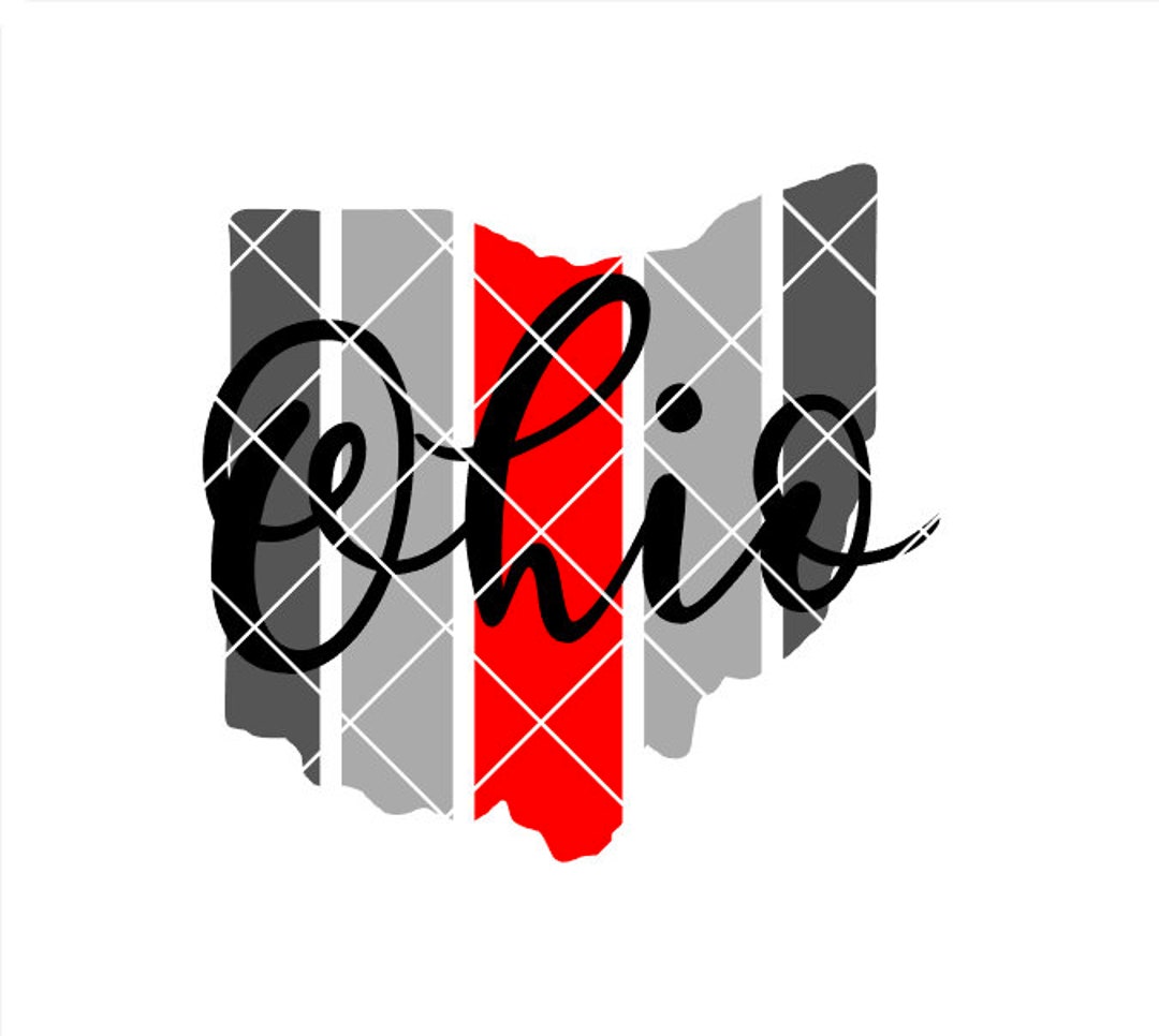 Ohio in Script Layered on Striped State - .svg .png .pdf .eps .dxf ...