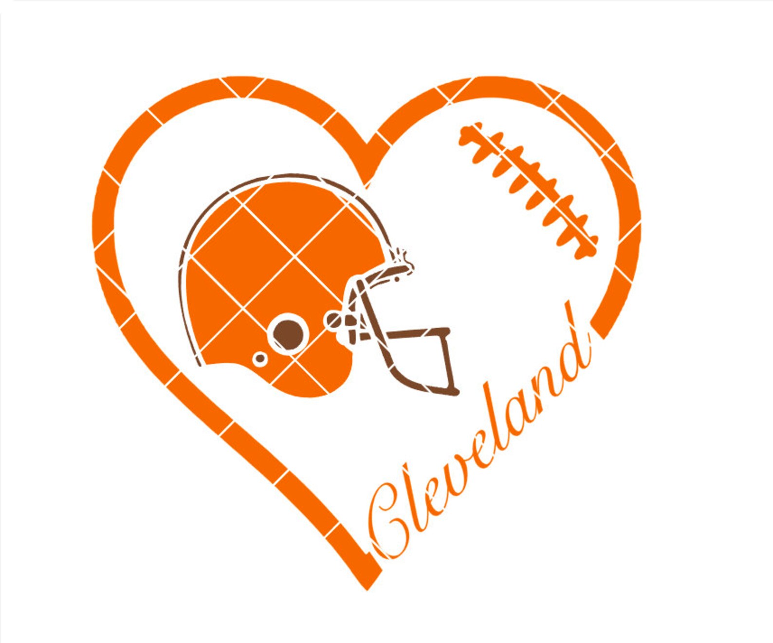 Cleveland Football Heart - .svg .png .pdf .eps .dxf - Instant Download ...