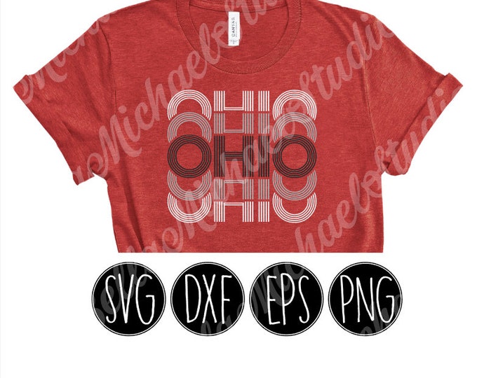 Retro Ohio Striped Lettering Echo .svg .png .pdf .eps .dxf Instant ...