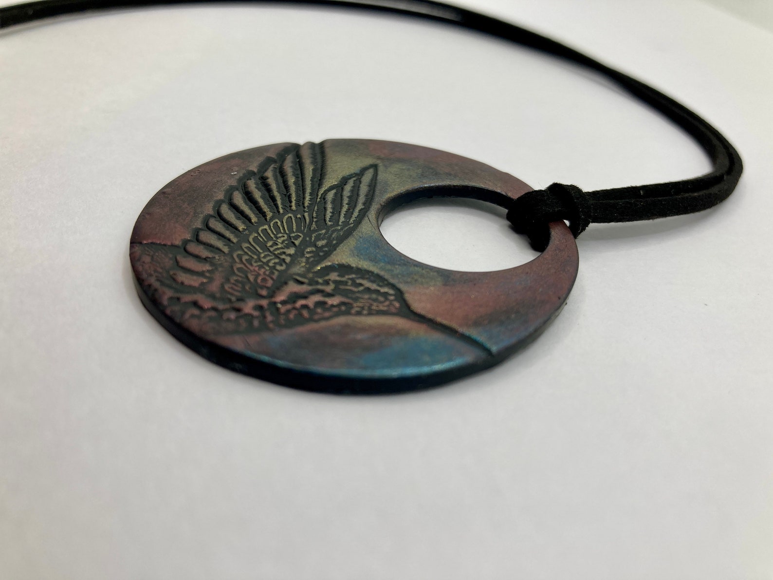 Hummingbird Stamped Necklace - Spring Clay Jewelry - Boho Hippie ...