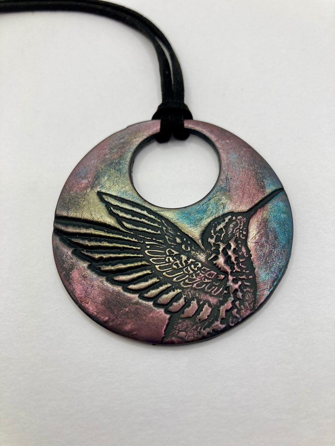Hummingbird Stamped Necklace - Spring Clay Jewelry - Boho Hippie ...