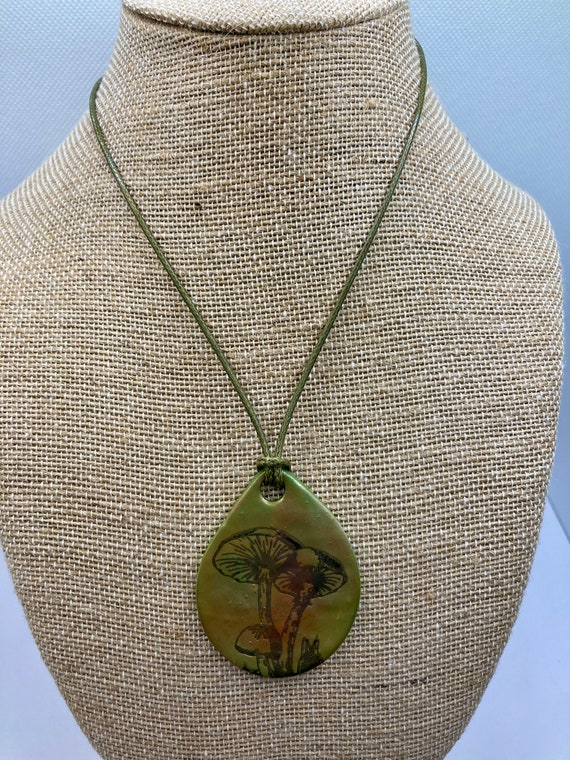 Teardrop Mushroom Stamped Necklace Fairy Garden Jewelry Boho Hippie Necklace Handmade Jewelry Cottage Core Jewelry Etsy