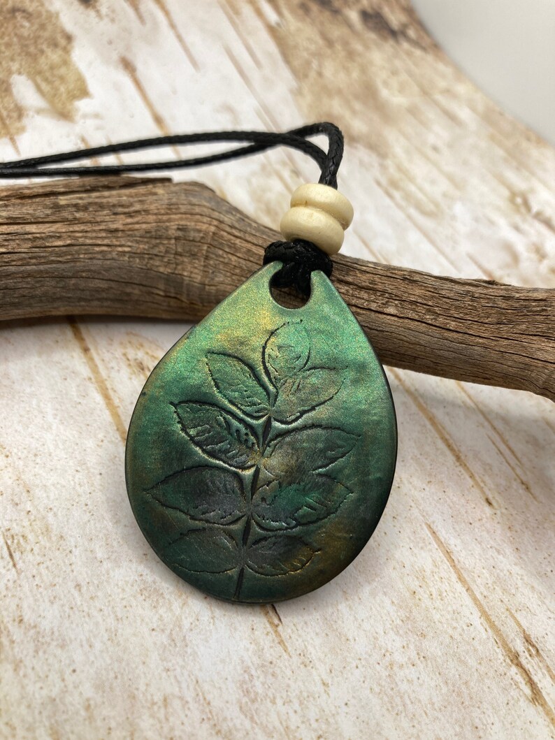 Handmade Leaf Clay Pendant Necklace: Botanical Garden Jewelry - Etsy