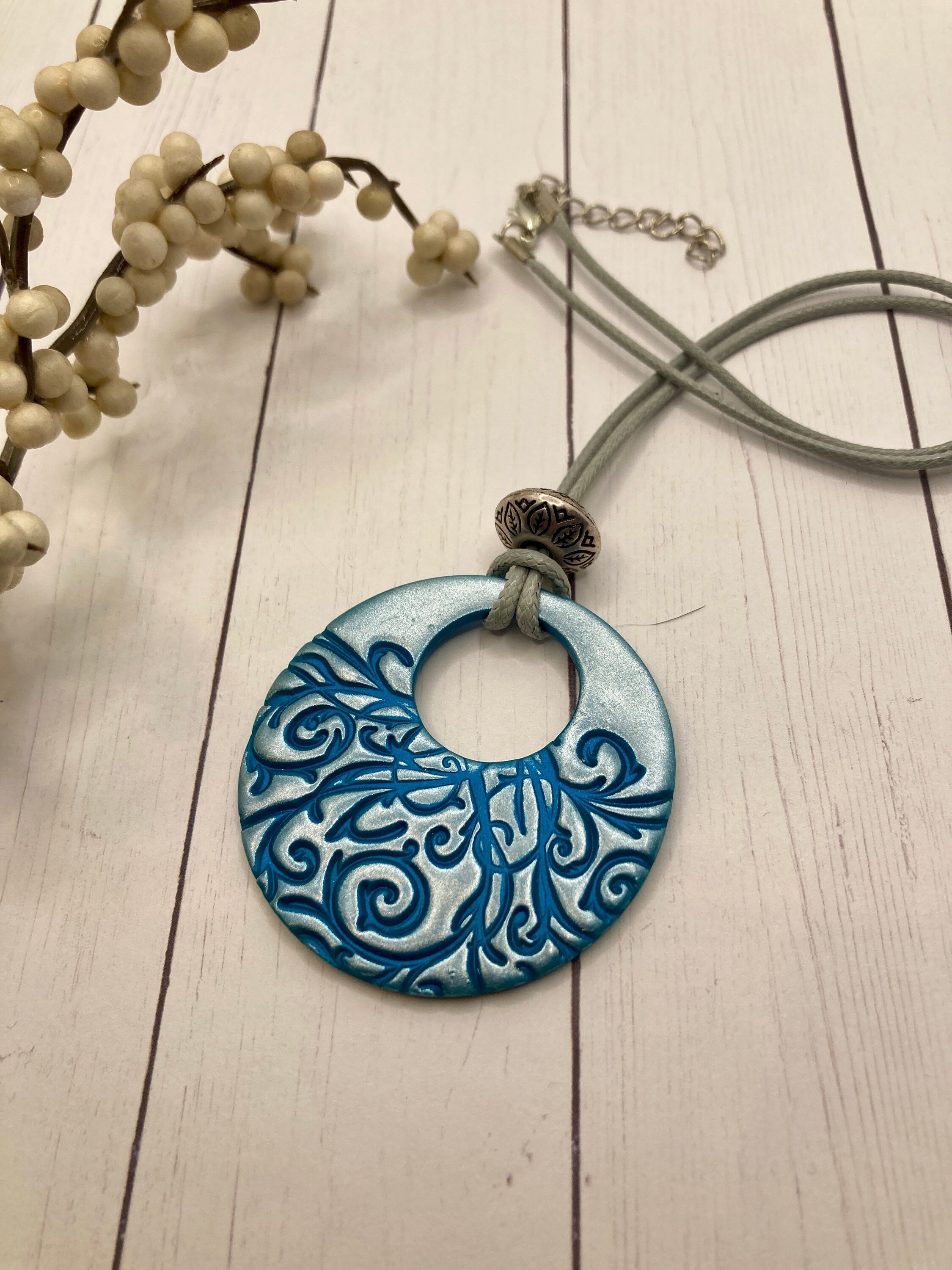 Swirl Pendant Necklace Clay Necklace Elegant Jewelry for Her