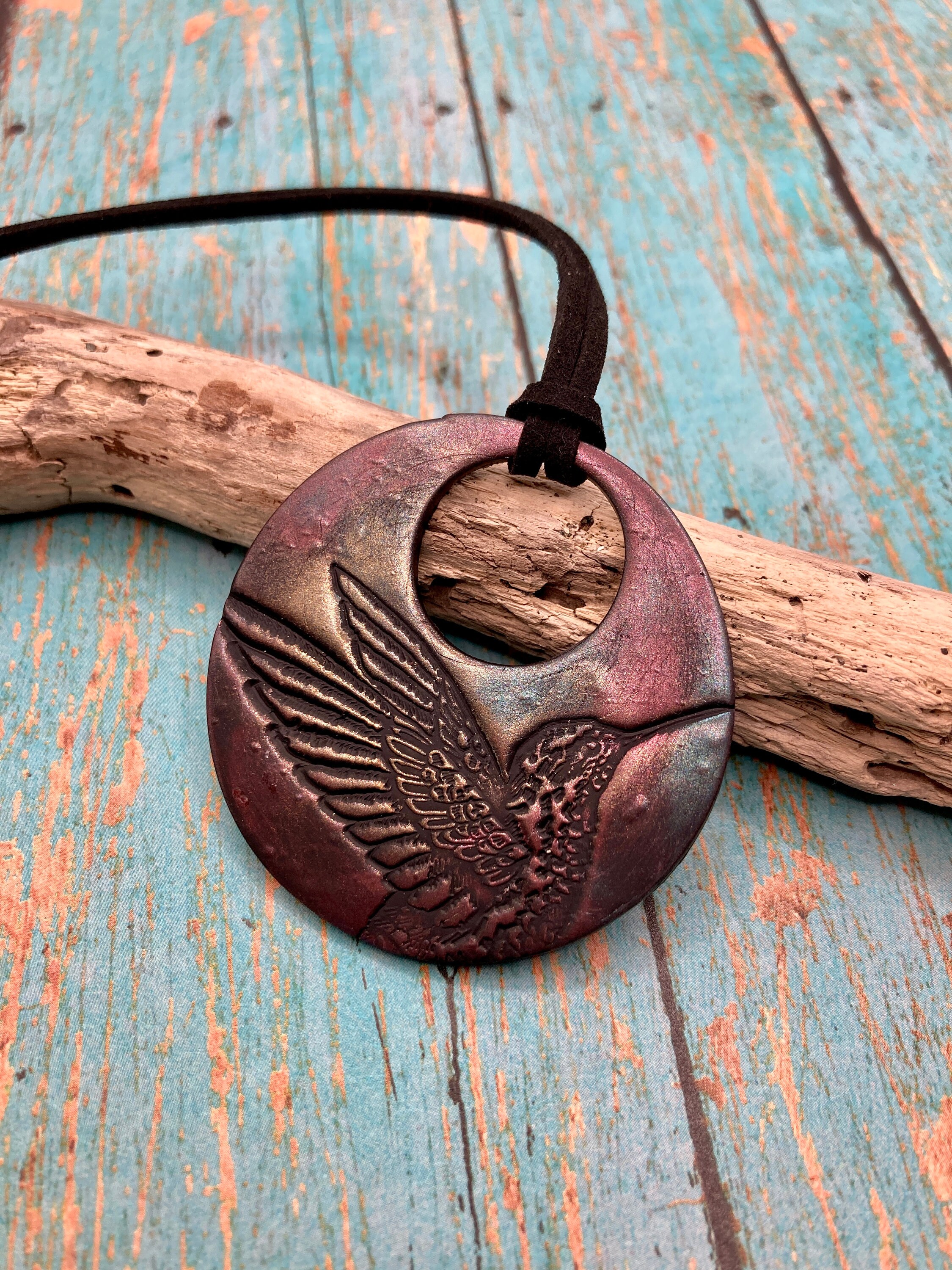 Hummingbird Stamped Necklace - Spring Clay Jewelry - Boho Hippie ...