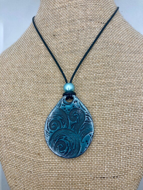 Stormy Sea Wave Necklace Beach Waves Windy Sky Pendant | Etsy