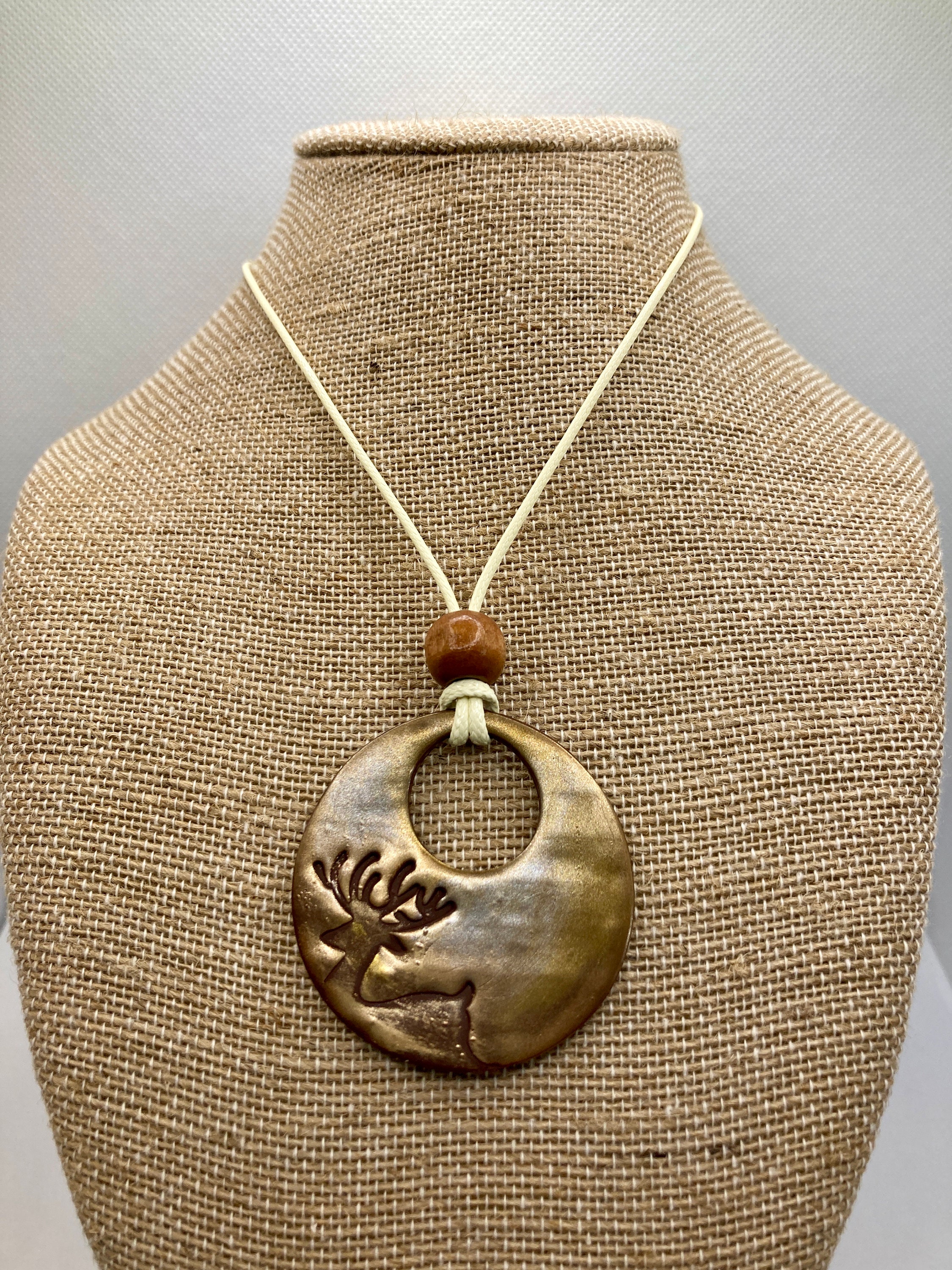 Deer Antler Necklace - Deer Hunting Pendant - Handmade Jewelry - Clay ...