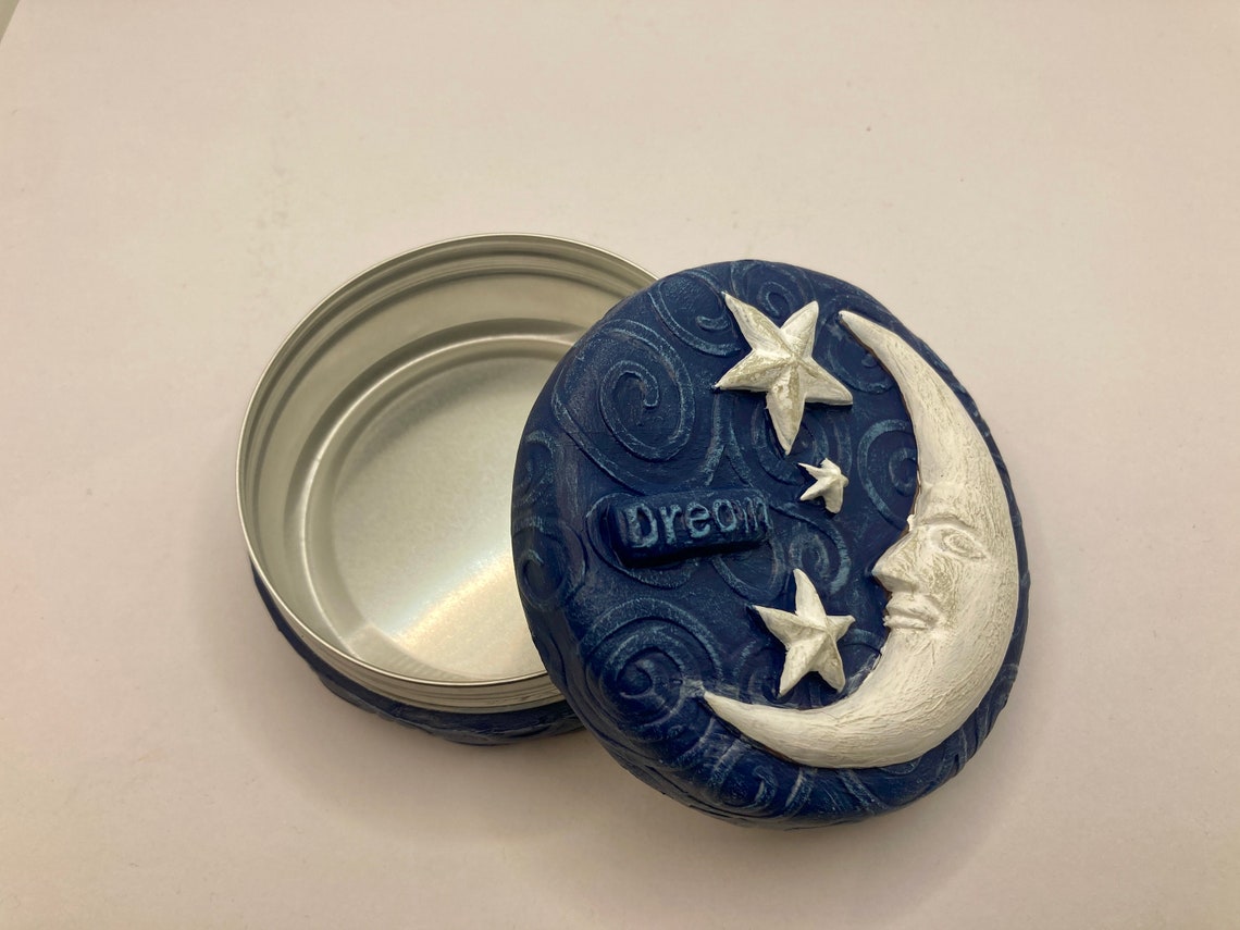 Moonlite Night Stash Tin - Dream Container - Handmade Container - Pill ...