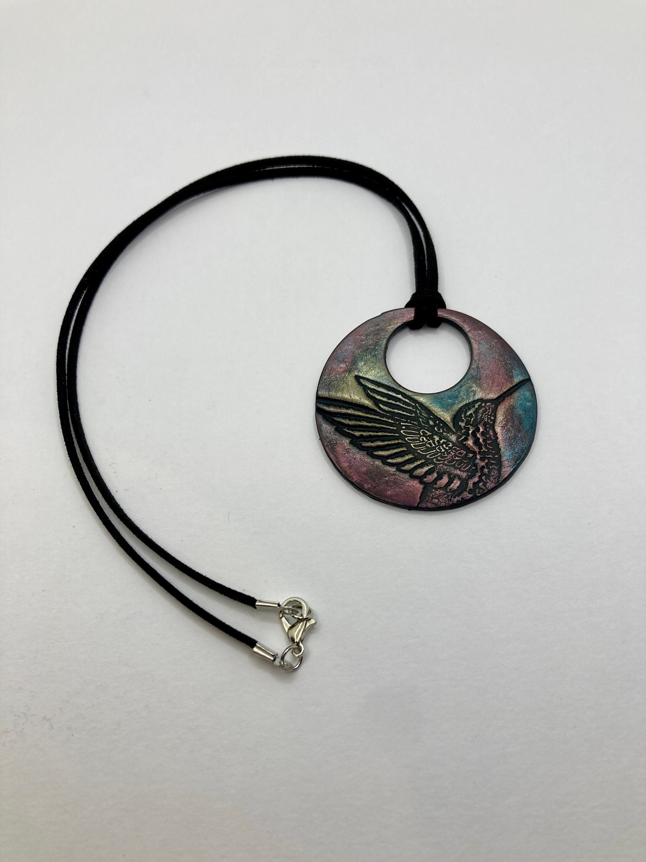 Hummingbird Stamped Necklace - Spring Clay Jewelry - Boho Hippie ...