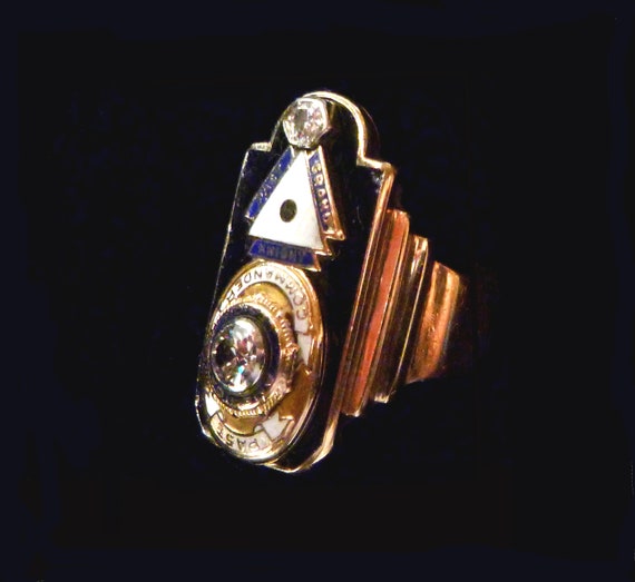 14K American Legion Diamond Ring Mid Century - Gem