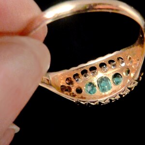 18K Emerald and Diamond Victorian Boat Ring - Etsy