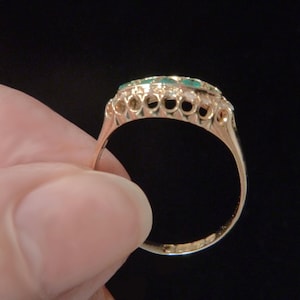 18K Emerald and Diamond Victorian Boat Ring - Etsy