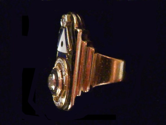 14K American Legion Diamond Ring Mid Century - Gem