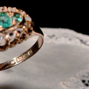 18K Emerald and Diamond Victorian Boat Ring - Etsy