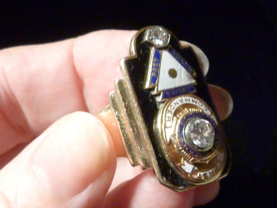 14K American Legion Diamond Ring Mid Century - Gem