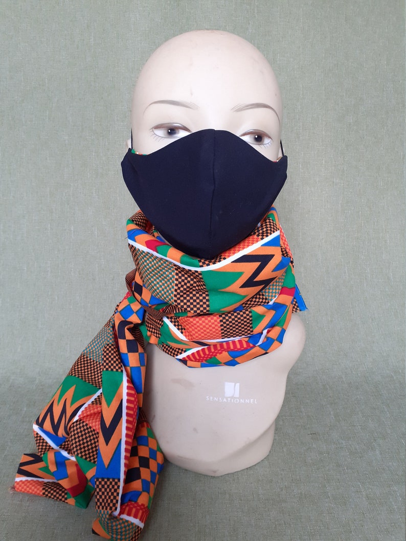 Ready to Ship Head Wrap and Face Mask Set/matching Kente Gold,blue and ...