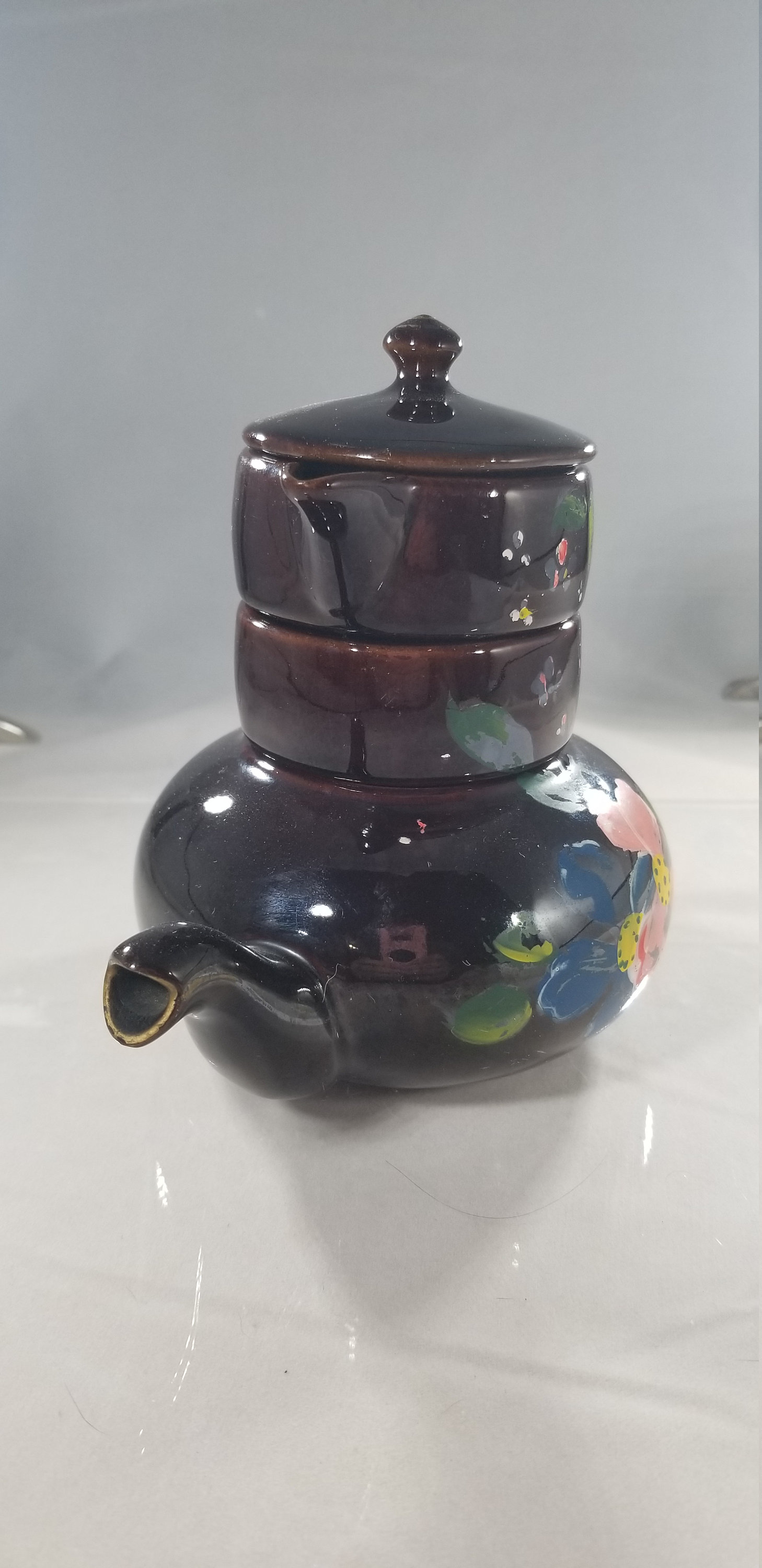 Vintage Japanese Redware Stacking Tea Set 3 Piece Tea | Etsy