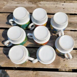 Vintage Ceramic Floral Stacking Mugs, Two Finger Handles, Made in Japan ...