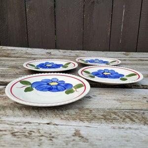 Vintage Blue Ridge Southern Pottery Inc pom Pom Saucers, Set of 4, Folk ...