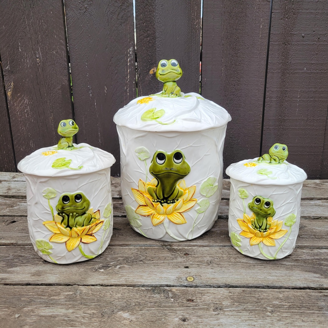 Vintage Sears Roebuck "neil the Frog" Canisters, Set of 3, Whimsical ...