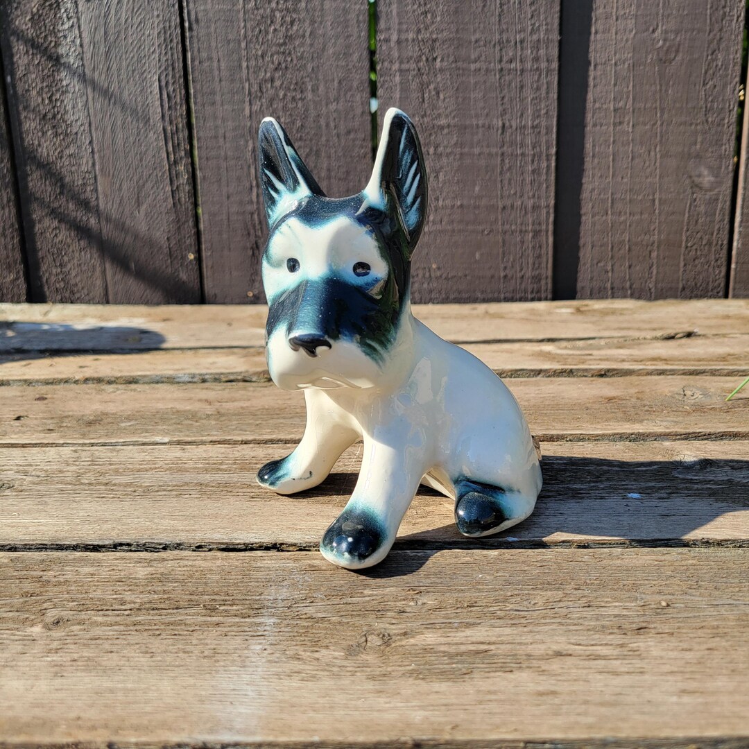 Vintage Ceramic Scottish Terrier Figurine: Black & White Scotty Dog - Etsy